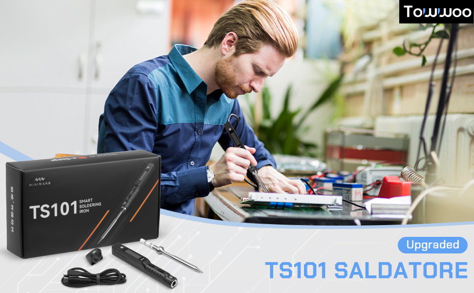 TS101 65W Soldering Iron Portatile, Saldatore Elettrico Professionale con TS-I e USB Cavo, Mini ...