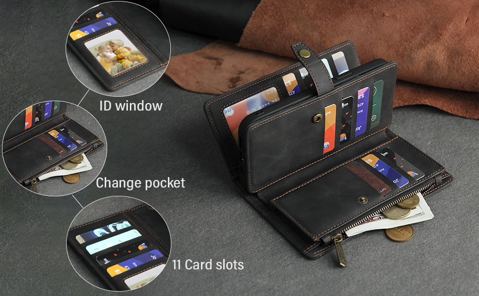 Amazon.com: TwoHead for Samsung Galaxy S24 Wallet Case with Card Holder, Detachable Magnetic ...