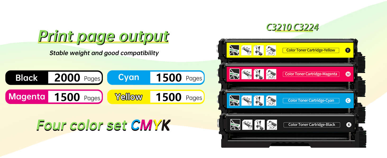 Amazon.com: K-ZIN C3210 C3224 Toner Cartridge(with Chip) Compatible with Lexmark C3210K0 C3210C0 ...