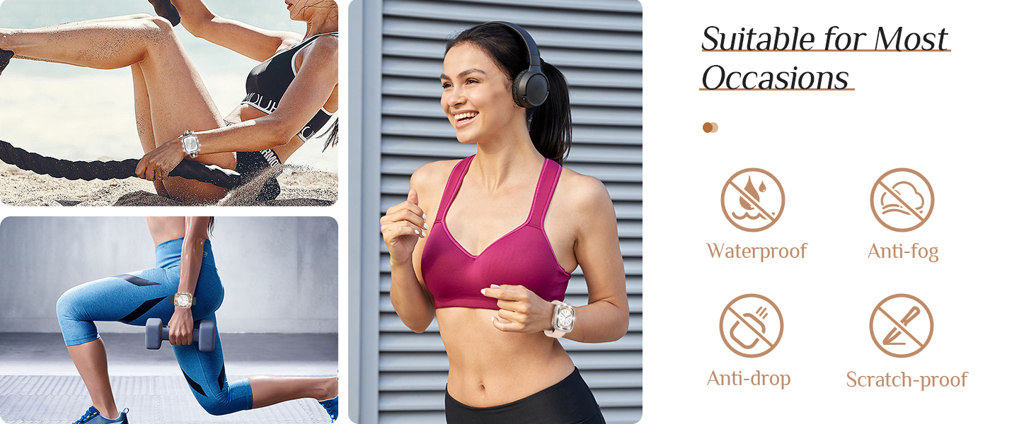 Amazon.com: Goton 2-in-1 Waterproof Bling Case Compatible for Apple Watch Screen Protector 40mm ...