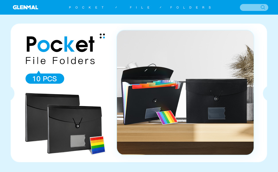 Amazon.com : Glenmal 10 Pcs 7 Pocket File Folders File Organizer Expanding Folder with Labels ...