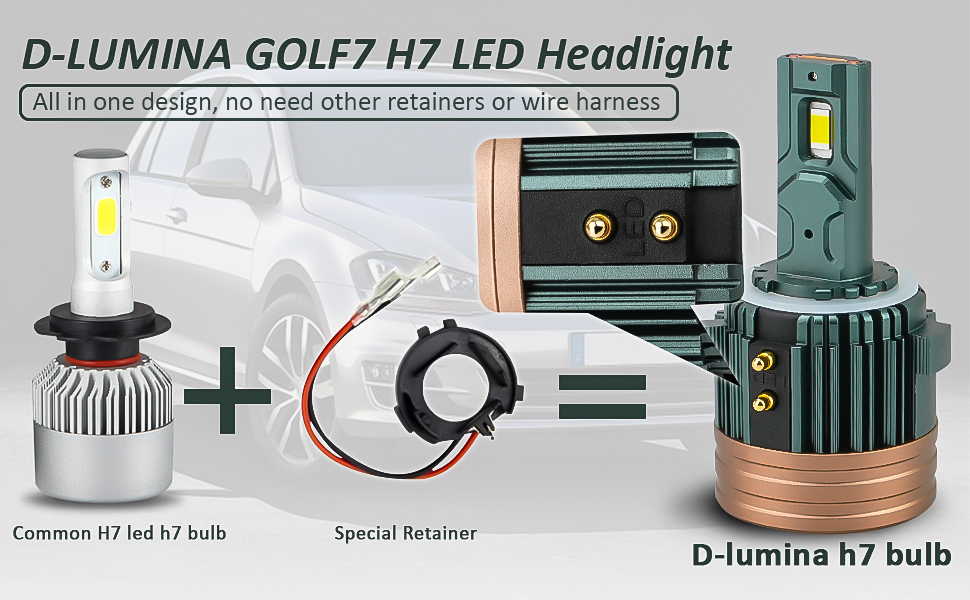 D-Lumina lampadina H7 LED Canbus compatibile con Volkswagen VW Passat Golf GTI Tiguan Mercedes ...
