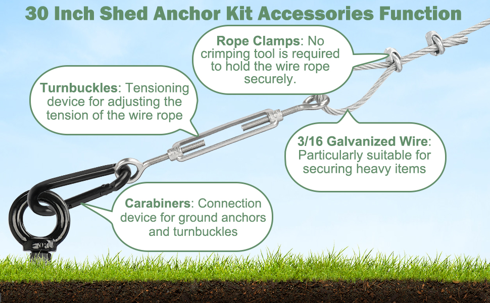 Amazon.com : Tinnmao 4 Pcs 30" Ground Anchors Heavy Duty, Shed Anchors Kit with 3/16" Galvanized ...
