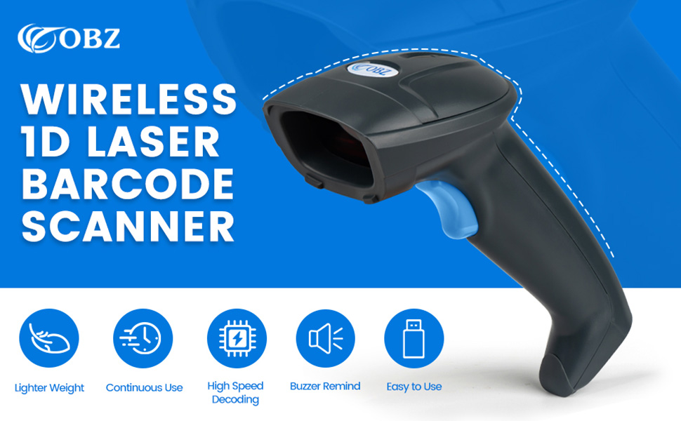 Amazon.com : OBZ Wireless Barcode Scanner USB Cordless 1D Laser Barcode ...