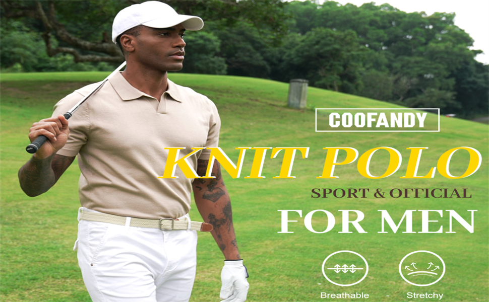 COOFANDY Mens Knit Polo Shirts V Neck Short Sleeve Stretch Polo T Shirt Casual Golf Shirts: Buy ...