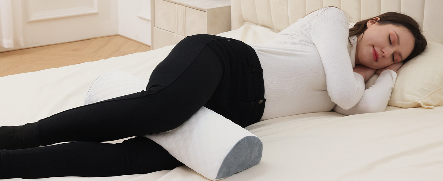 Amazon.com: Flyxunfri Knee Pillow for Back Sleeping Half Moon Bolster Pillow Wedge Pillow for ...