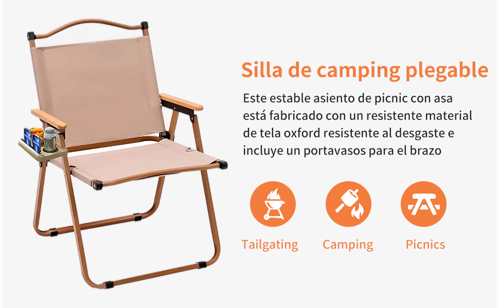 AdooAdii Silla de Camping Plegable Con Portavaso - Ultraligera, Compacta y Ergonómica Para ...