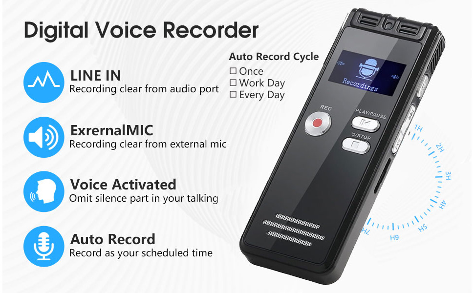 Amazon.com: 64GB Digital Voice Activated Recorder with Playback - 4552 ...