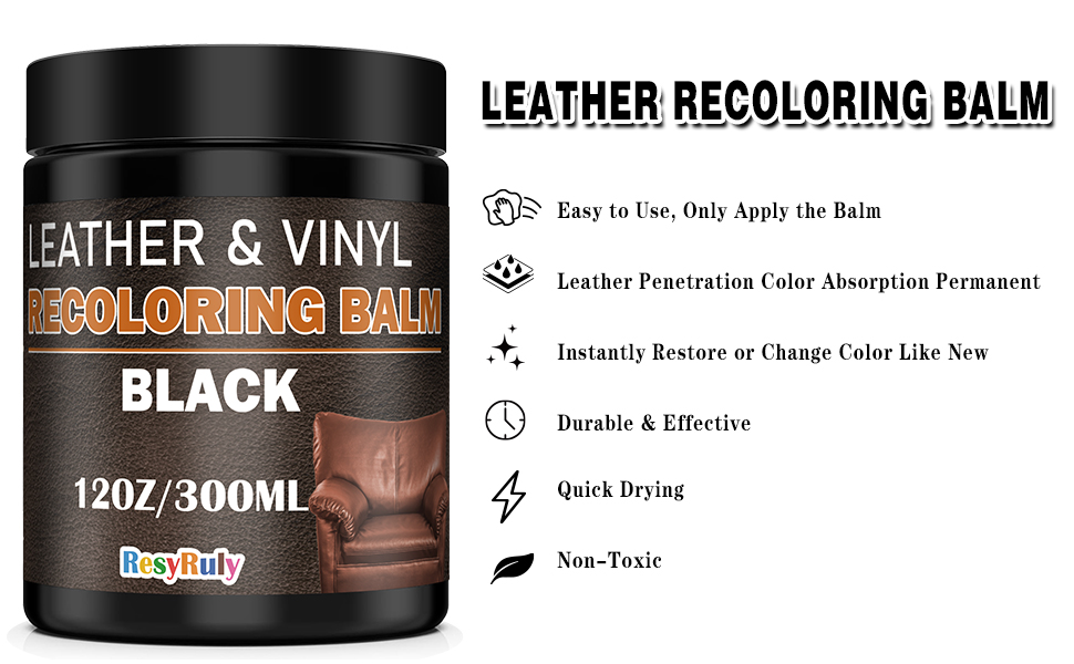Leather Recoloring Balm Black Repair Kit Leather Dye Vinyl Car Interior Leather Seat Paint ...