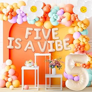 Amazon.com: JeVenis Five is a Vibe Birthday Decorations 5th Birthday Decorations Groovy Daisy ...