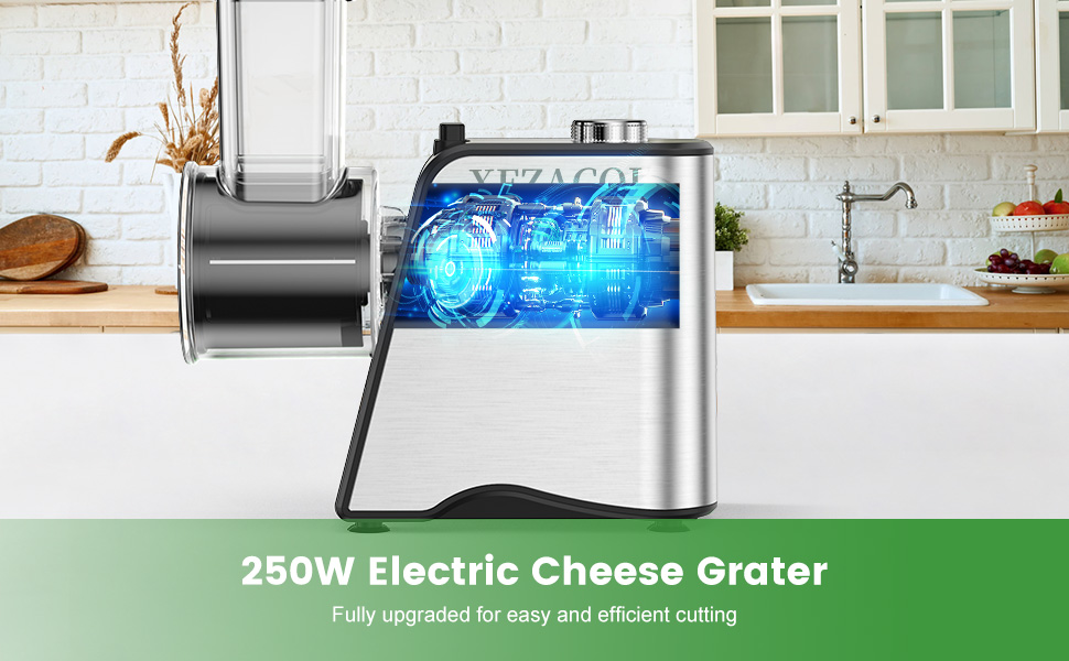 Amazon.com: Electric Cheese Grater, 250W Automatic Slicer Shredder Salad Shooter with 5 Blades ...
