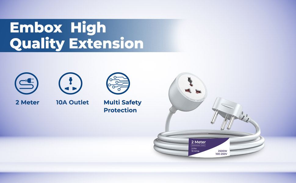 Buy Embox Single Socket Extension 2500 W Heavy Duty Extension Board for ...