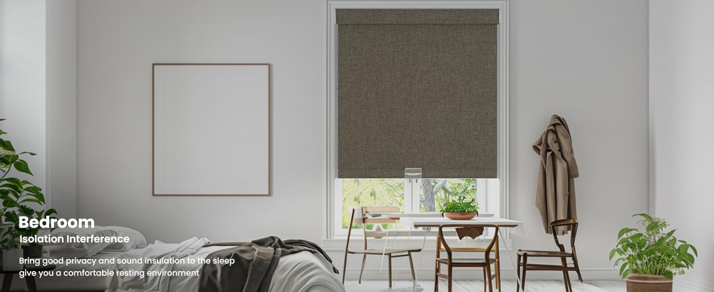 Amazon.com: HOTSOON Blackout Linen Roller Shades for Windows Cordless Room Darkening Roller ...