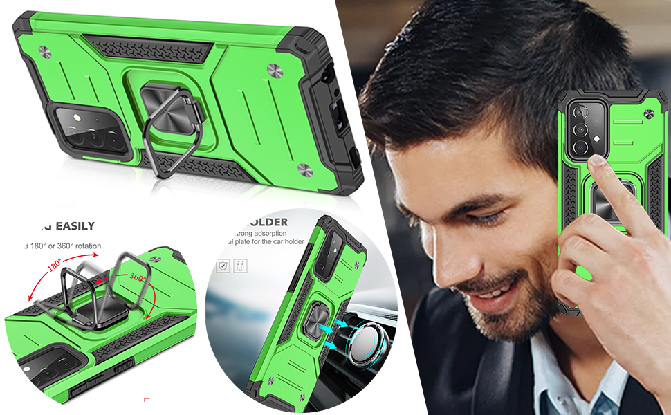 Cuoqing Samsung A52S Case, A52s 5G Case With HD Screen Protector, 360°Military Grade Rotatable ...