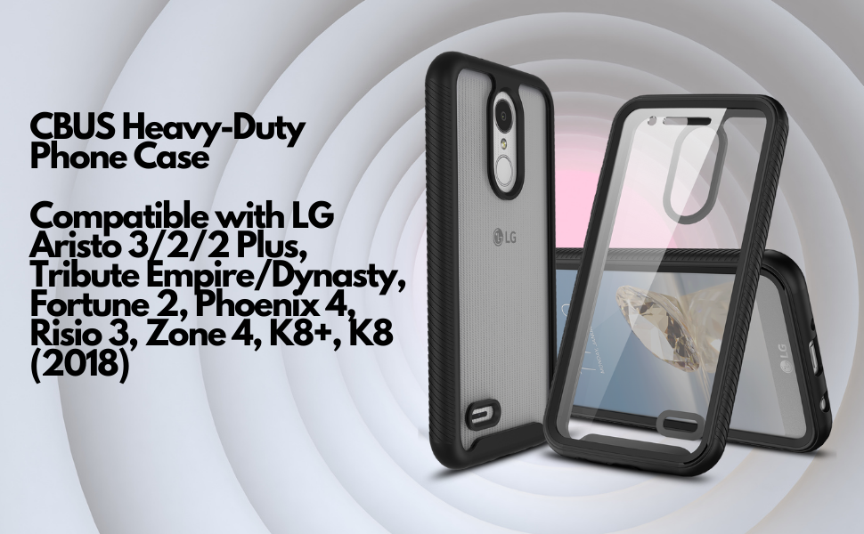Amazon.com: CBUS Heavy-Duty Phone Case with Built-in Screen Protector Cover for LG Aristo 3/2/2 ...