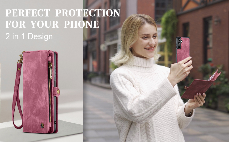 Kowauri Wallet Case for Samsung Galaxy A15, Zipper Purse Folio Leather Wallet with Card Holder ...