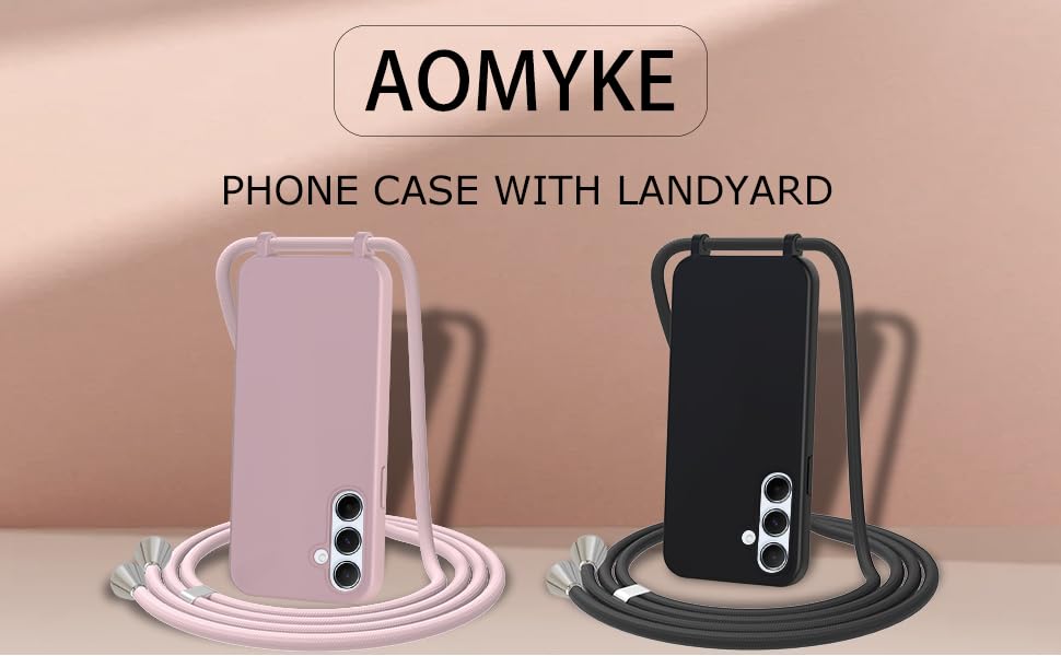 AOMYKE Coque pour Samsung Galaxy A55 5G avec Cordon, Collier Étui Silicone Liquide avec Tour de ...