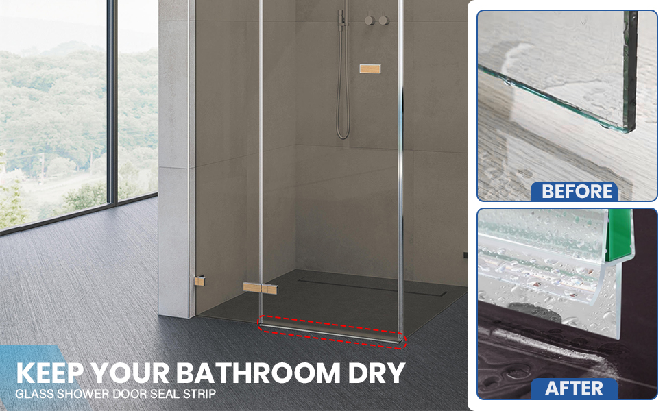 Amazon.com: 2 Pack Frameless Shower Door Bottom Seal with Long Sweep, Ultra Clear Glass Door ...