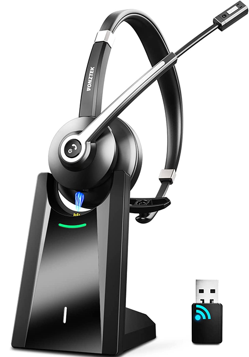 Amazon.com: Bluetooth Headset, Wireless Headset with Mic Mute & USB ...