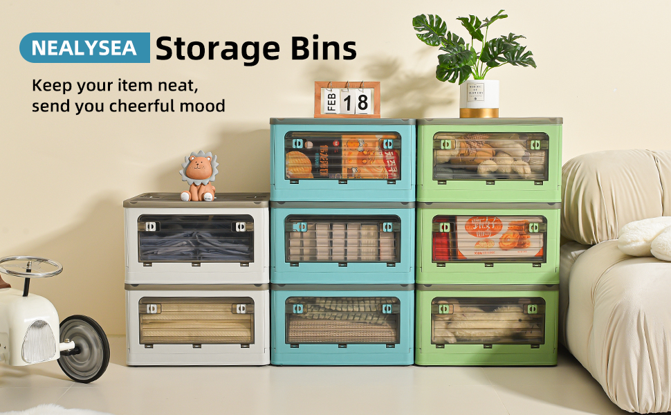 NEALYSEA Contenedores de almacenamiento de plástico de 32 cuartos con ...