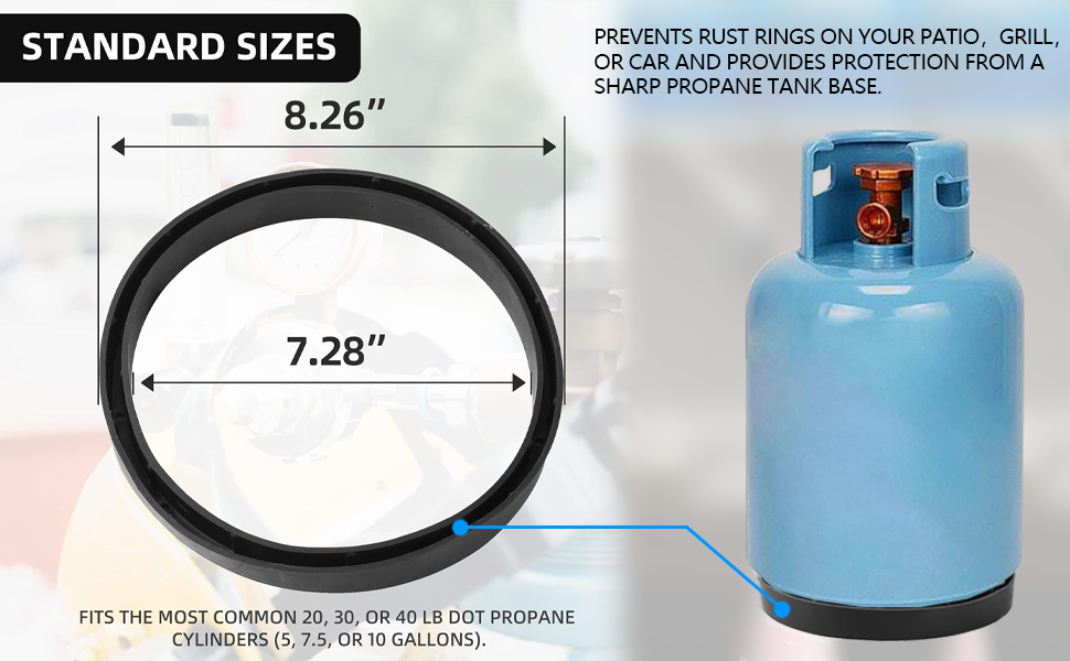 TonGass (Paquete de 2, negro) 8 1/4 pulgadas anillo espaciador protector para base de cilindro ...