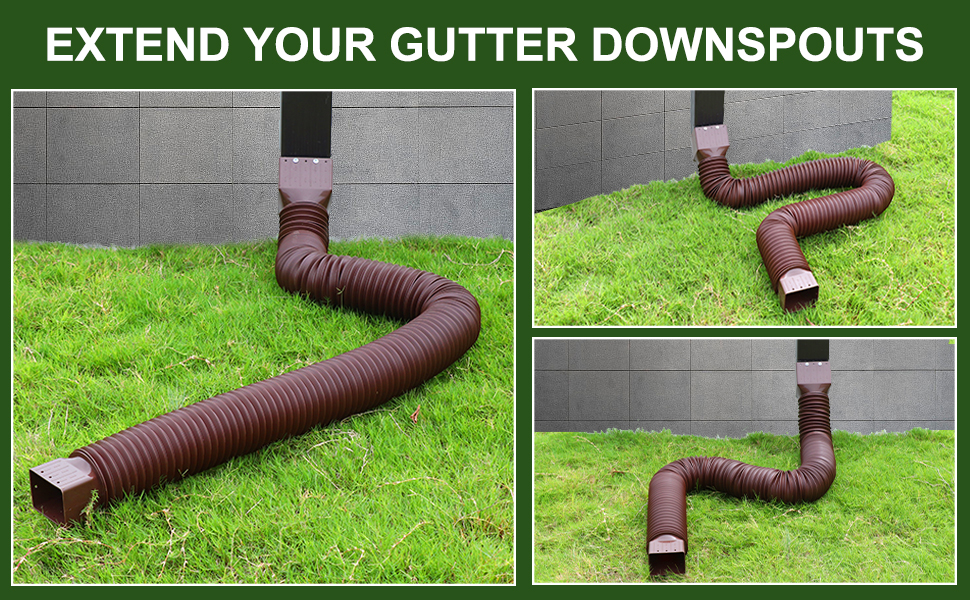 2 Pack Rain Gutter Downspout Extensions, Upgraded Flexible Drain Down ...