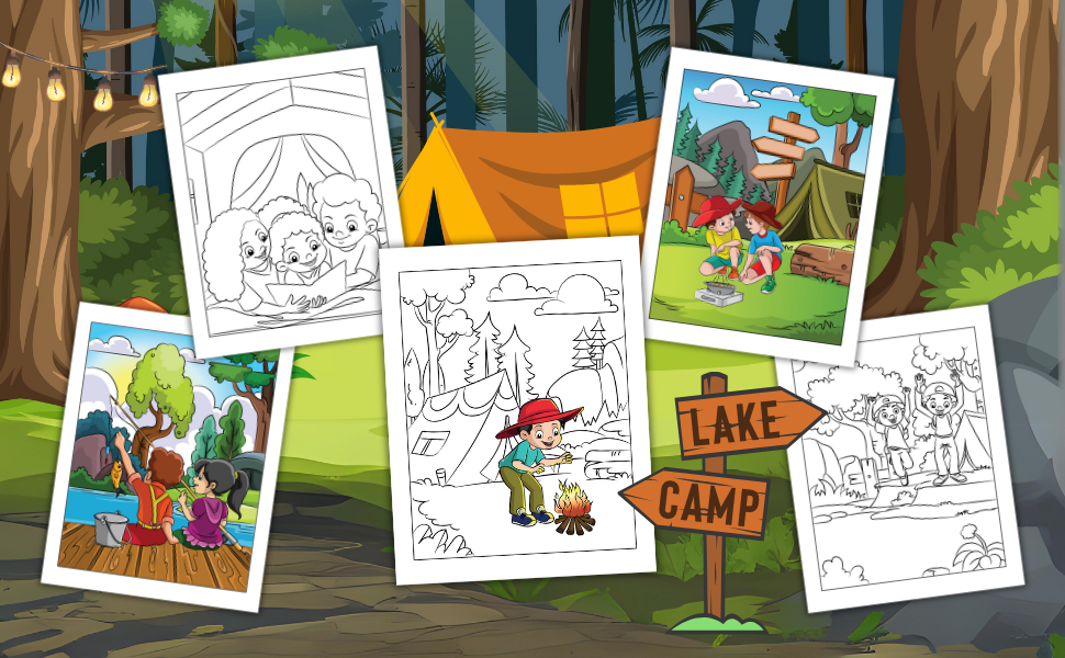 Camping Coloring Book For Kids: Discover Outdoor Camping Adventures ...