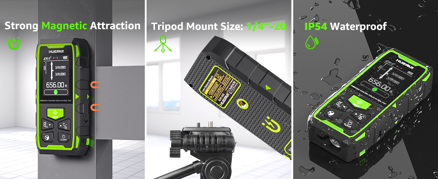 Amazon.com: Huepar Dual Laser Measuring Tool, 656Ft Green-Beam Bilateral Digital Laser Distance ...