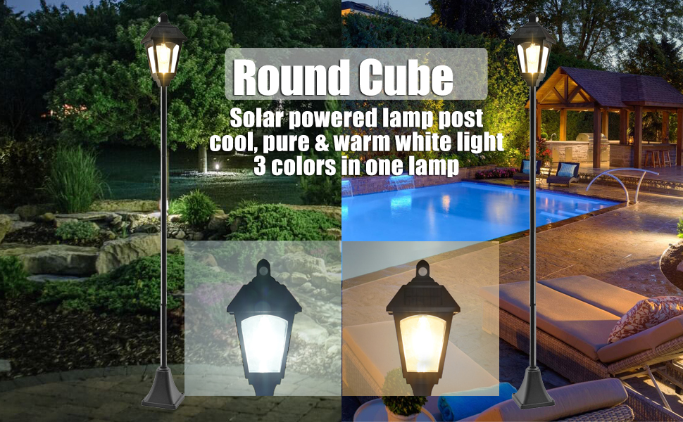 Solar Lamp Post Lights Outdoor Waterproof - 79" Solar Pole Lights ...