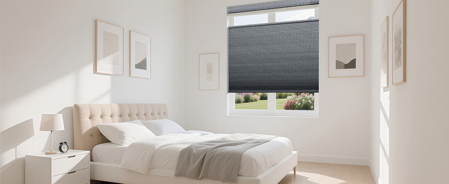 Amazon.com: Boolegon No Drill No Tools Cellular Shades Top Down Bottom Up Honeycomb Blinds ...