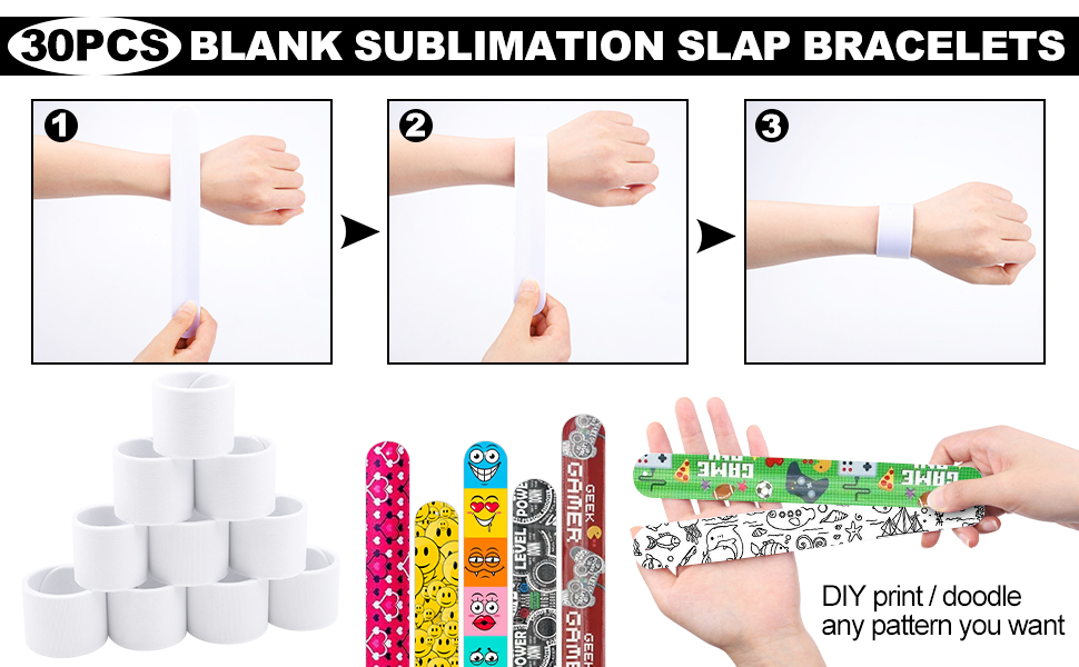 Amazon.com: Cevhzoe 30Pcs Sublimation Slap Bracelets Blank, Slap Bracelets Wristbands for Sunday ...