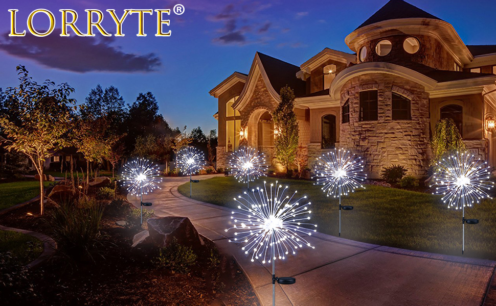 6-Pack Solar Outdoor Lights for Garden Decorations, 540 LED Solar Firework Lights with 2 ...