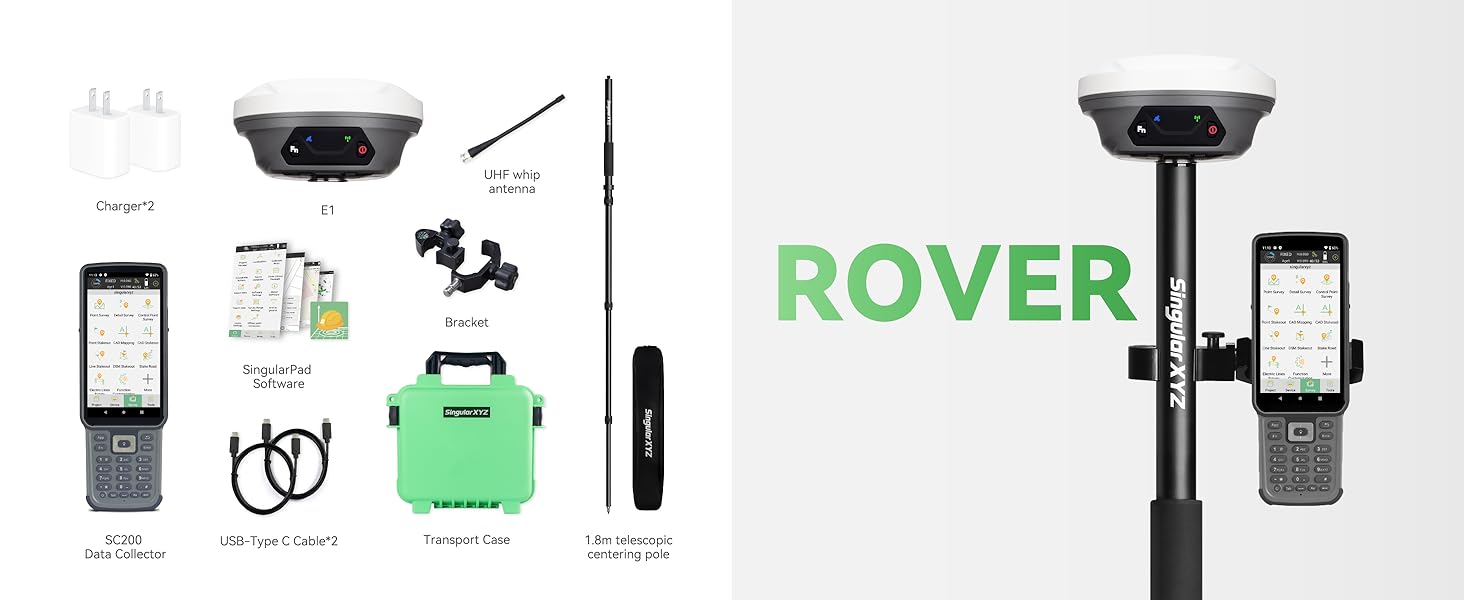 Amazon.com: E1 GNSS IMU RTK GPS Surveying Equipment Rover with Poles Receiver Rtk Gnss Handheld ...