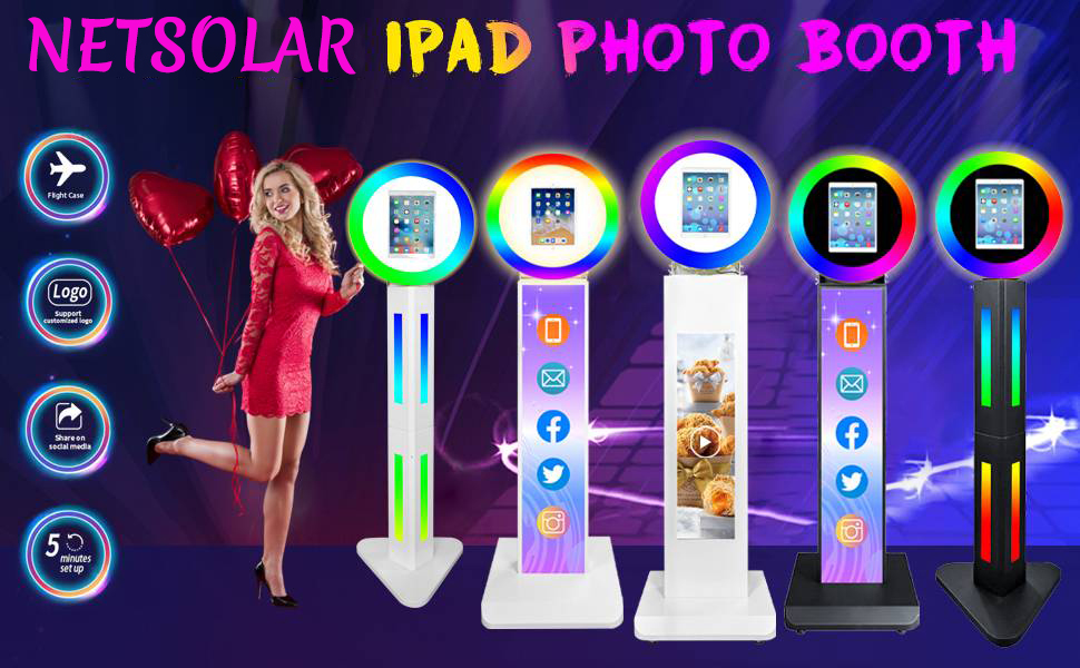 Amazon.com : NETSOLAR Portable Photo Booth for 10.2'' iPad Photobooth Stand Shell Selfie Station ...