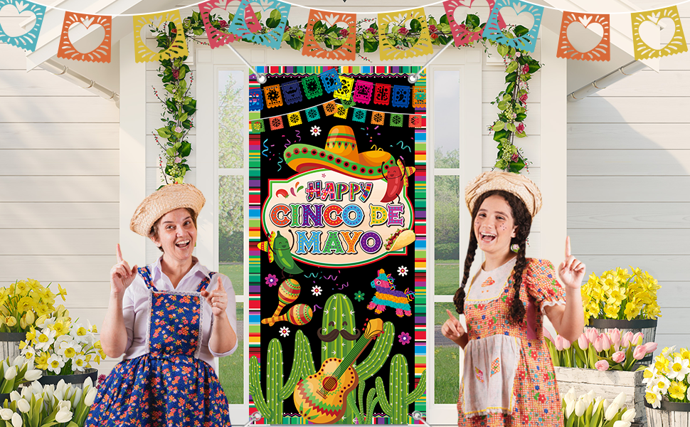 Amazon.com: 70.8x35.4 Inch Cinco De Mayo Banner, Cinco De Mayo Door ...