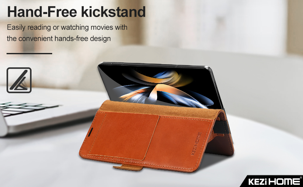 Amazon.com: KEZiHOME Samsung Galaxy Z Fold 4 Case, Genuine Leather Galaxy Z Fold 4 Wallet Case ...
