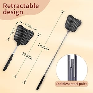 Amazon.com: XEHAHOSH Fly Swatters 2 Pack, Durable Telescopic Stainless Steel Handle, Heavy Duty ...