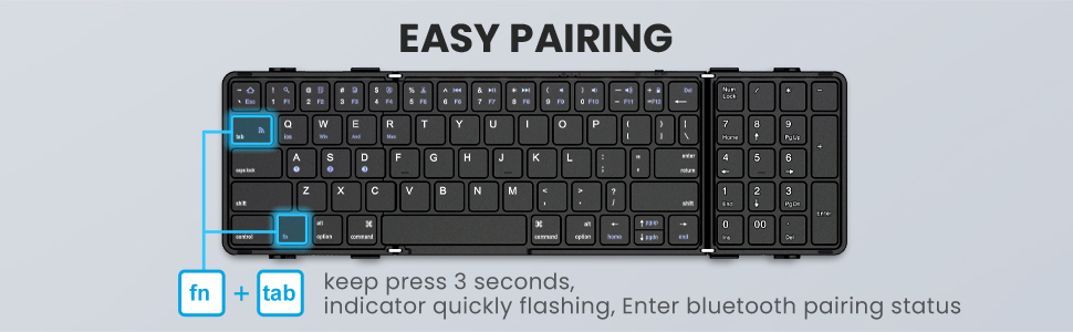 Amazon.com: AVATTO Foldable Wireless Keyboard with Numeric Keypad - Portable Bluetooth Keyboard ...