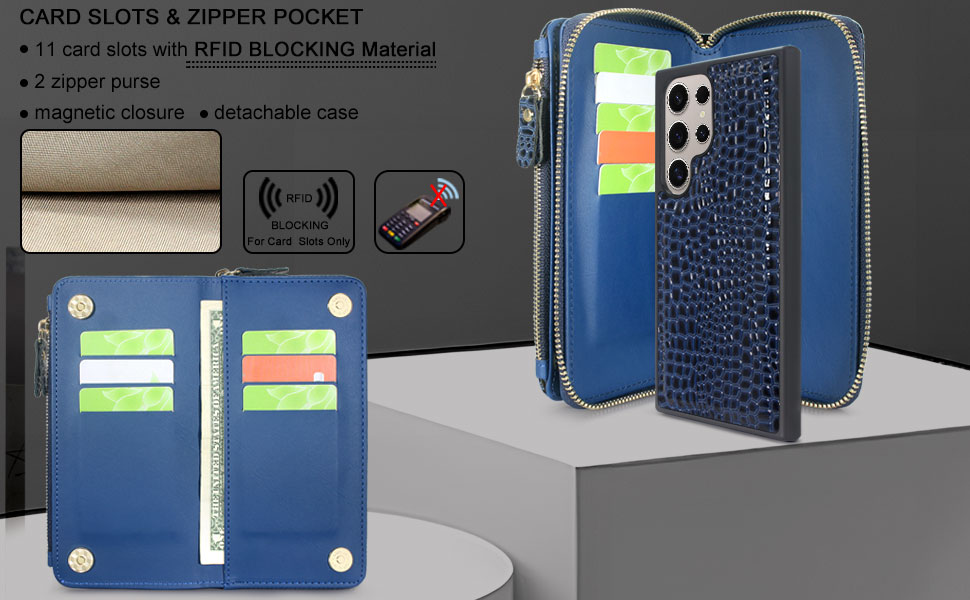 Amazon.com: Harryshell Compatible with Samsung Galaxy S24 Ultra 5G Case Wallet Detachable Phone ...