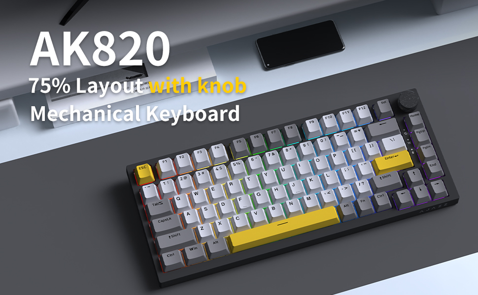 AJAZZ AK820 Kabelgebundene Mechanische Tastatur, Gaming-Tastatur, Südausrichtung RGB ...