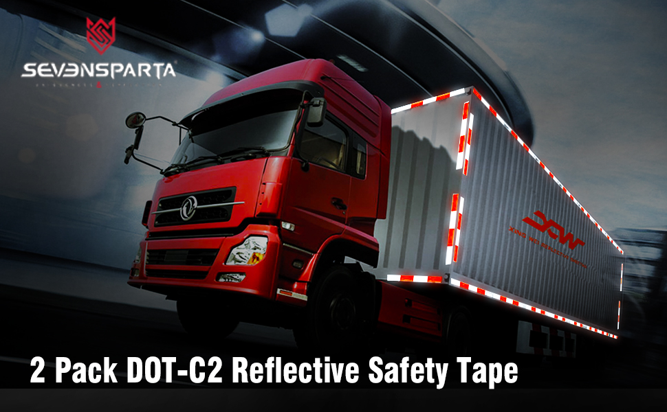 DOT-C2 Reflective Safety Tape 2 Inch x 200 Feet Red/White Conspicuity Tape for Vehicles ...