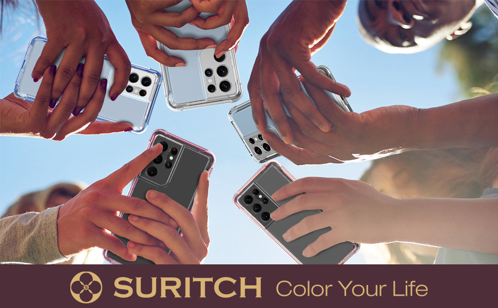 Amazon.com: SURITCH for Samsung Galaxy S21 Ultra Clear Case 6.8" (Only), [Built-in Screen ...