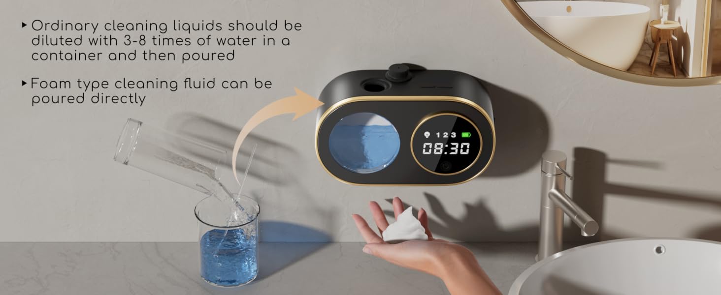 Amazon.com: Wladipw Automatic Soap Dispenser Touchless HD LED Time Display Foaming Soap ...