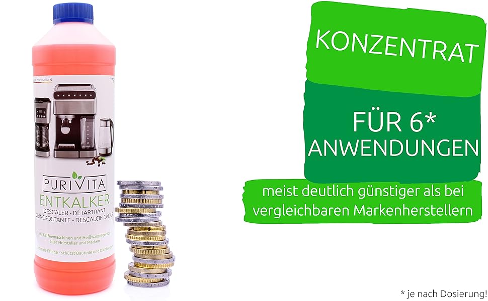 Amazon.de: Purivita - Universal Entkalker 750 ml für Kaffeevollautomaten - Für alle bekannten ...
