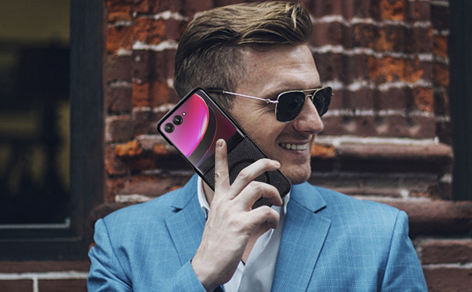 Amazon.com: KUGEW for Motorola Razr Plus 2023 Leather Case, Compatible with MagSafe, Moto Razr+ ...