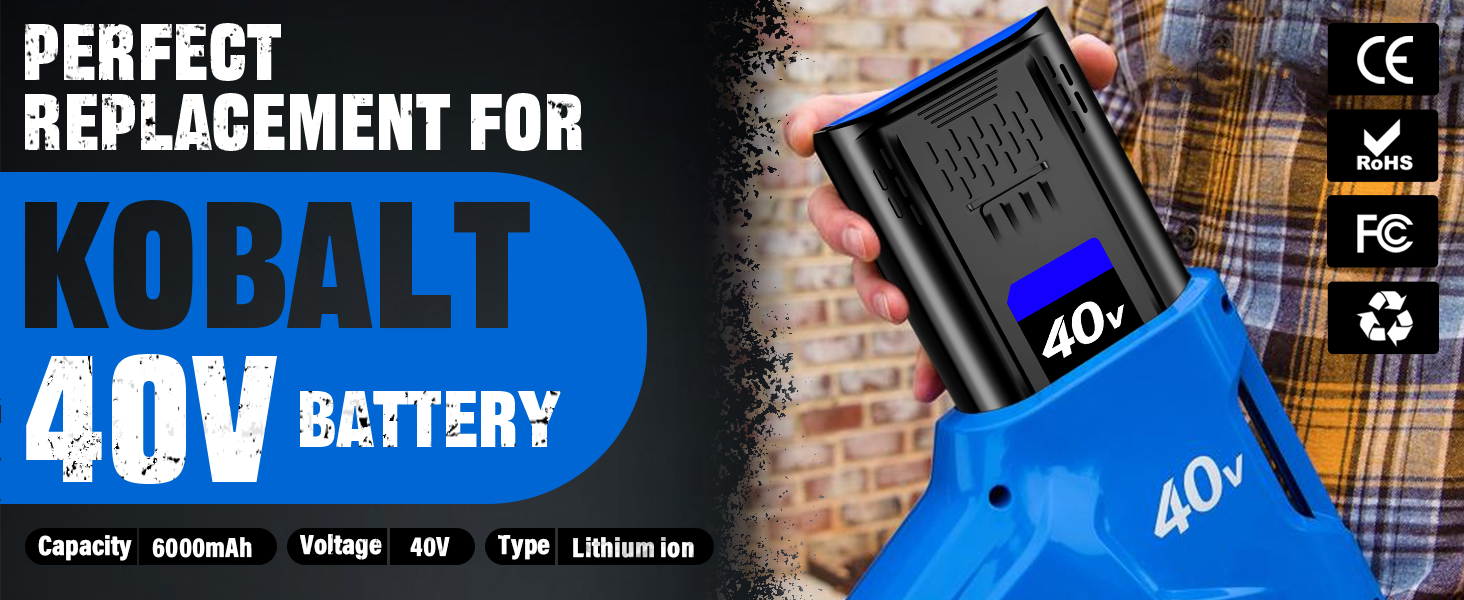 Amazon.com: OGJUNX 40V 6.0Ah Replacement for Kobalt 40V Battery KB440-03 KB540C-06 KB540-06 ...