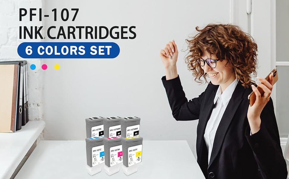 Amazon.com: KSUMEI Pfi-107 Ink Cartridge Set Pigment Replacement for Canon Pfi 107 imagePROGRAF ...