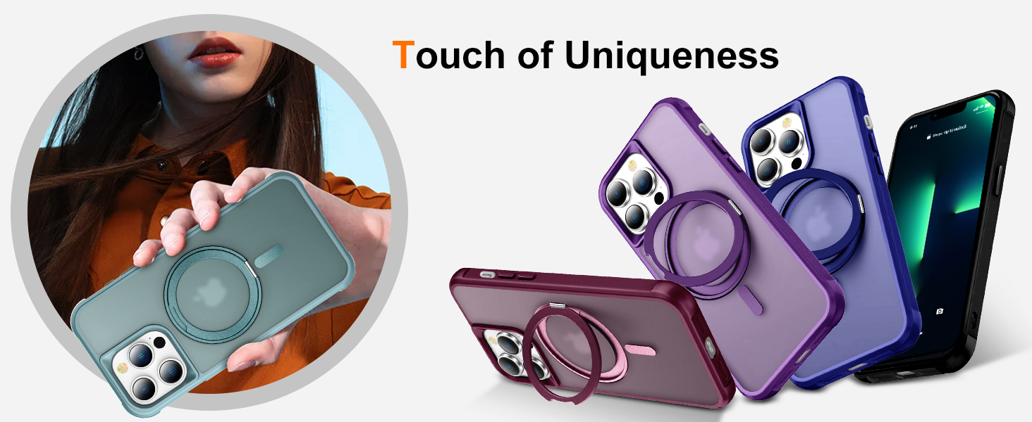 Amazon.com: UMIONE 360° Rotatable Magnetic Ring Design for iPhone 13 Pro, Built-in Invisible ...