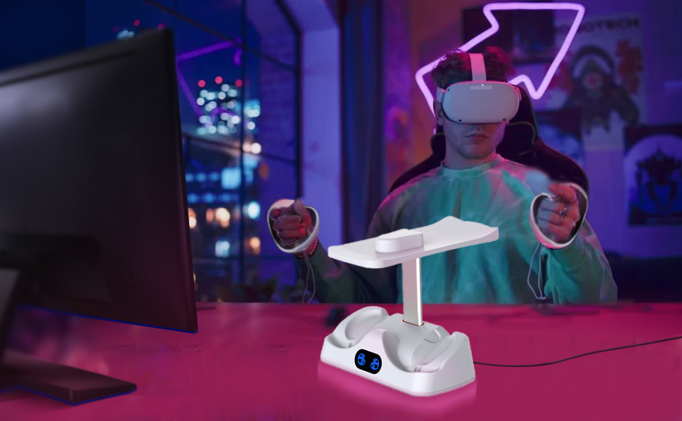 Amazon.com: Charging Station for PS VR2 Sense Controllers with Headset Holder, Nargos Virtual ...