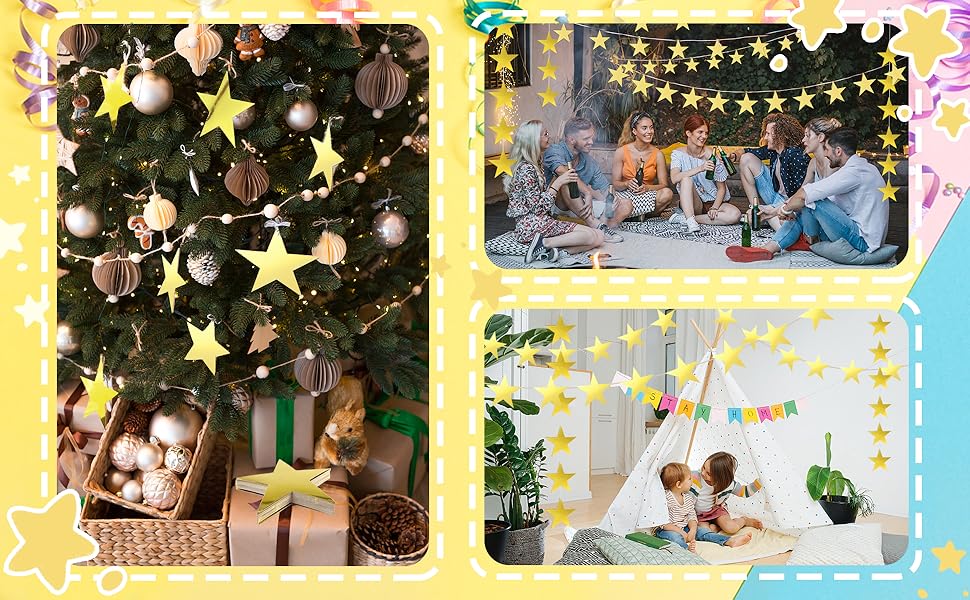 Amazon.com: 100 Glitter Gold Five Star Cutouts - Double Printed Paper ...